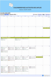 Calendrier 2024-2025 - AFLEC